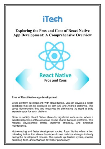 Exploring the Pros and Cons of React Native App Development: A ...