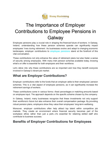 The Importance of Employer Contributions to Employee Pensions in Galway
