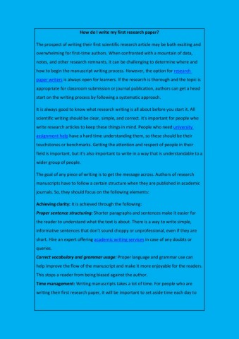 How do I write my first research paper