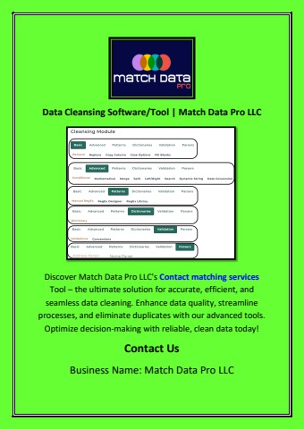 Data Cleansing Software/Tool | Match Data Pro LLC
