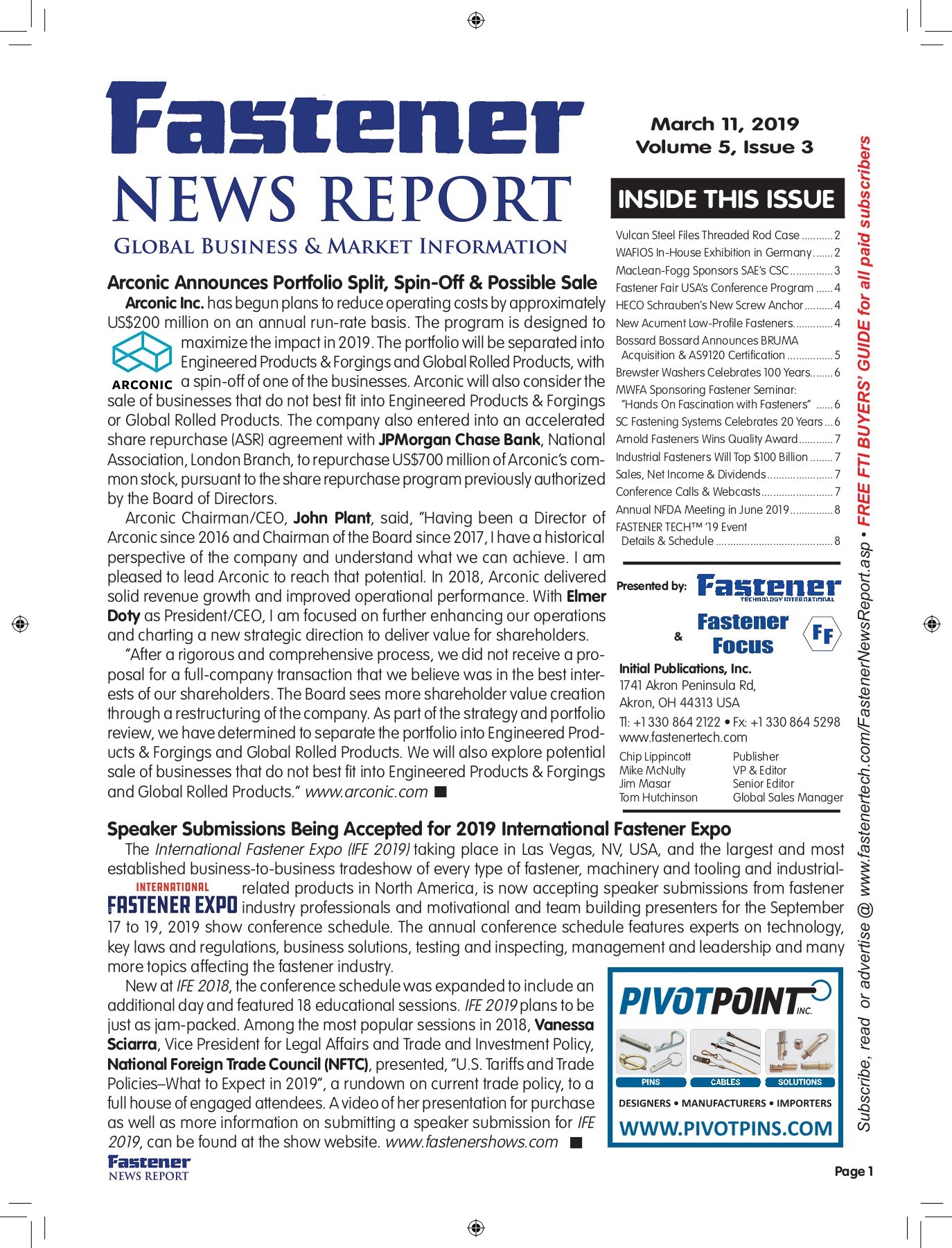 Fastener News Report March 11 2019 Issue Flip - mcnulty - Page 1 - 8 ...