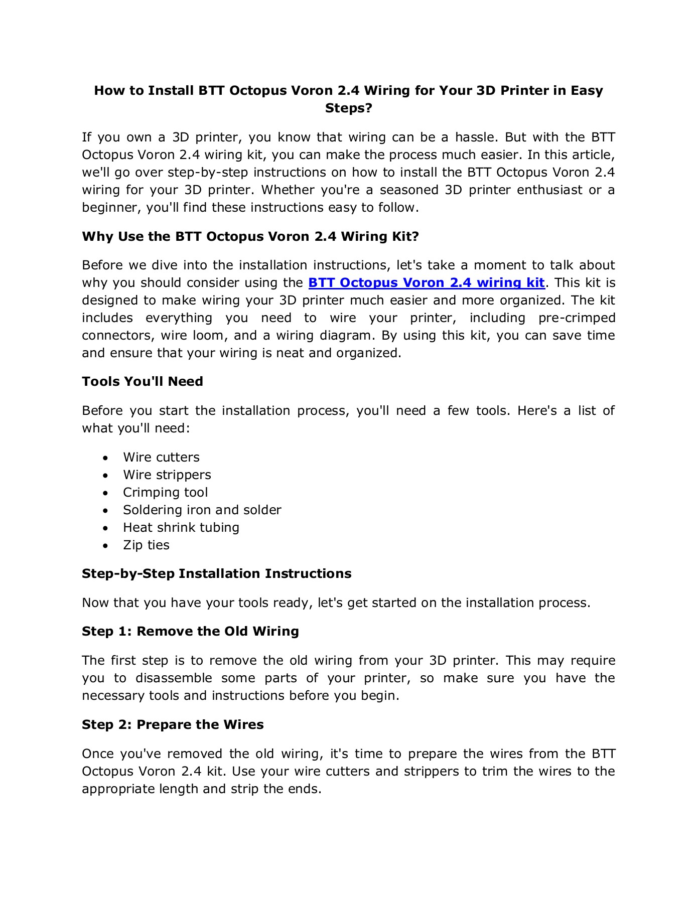 How to Install BTT Octopus Voron 2.4 Wiring for Your 3D Printer in Easy ...