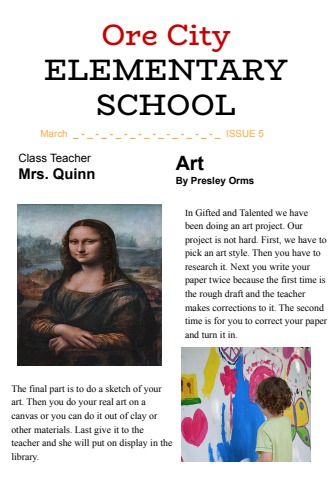 Ore City Elementary --- March 2024 Issue #5