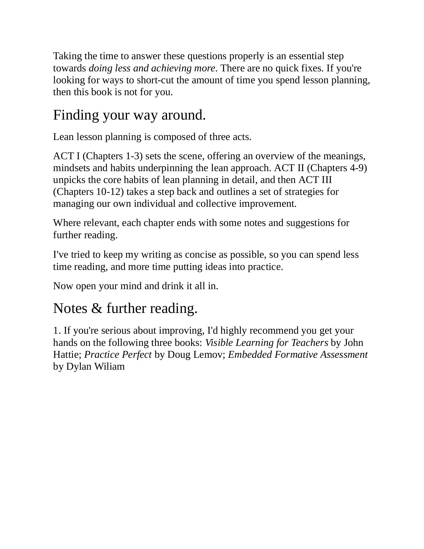 Lean Lesson Planning A practical approach to doing less and achieving ...