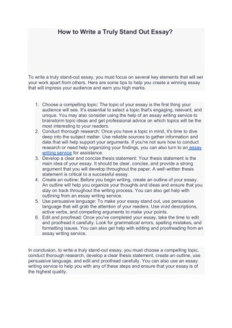 How to Write a Truly Stand Out Essay