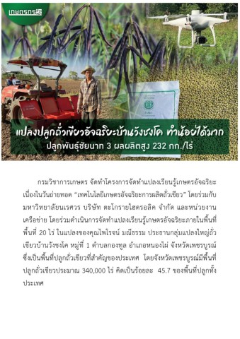 แปลงปลูกถั่วเขียวอัจฉริยะบ้านวังชงโค ทำน้อยได้มาก