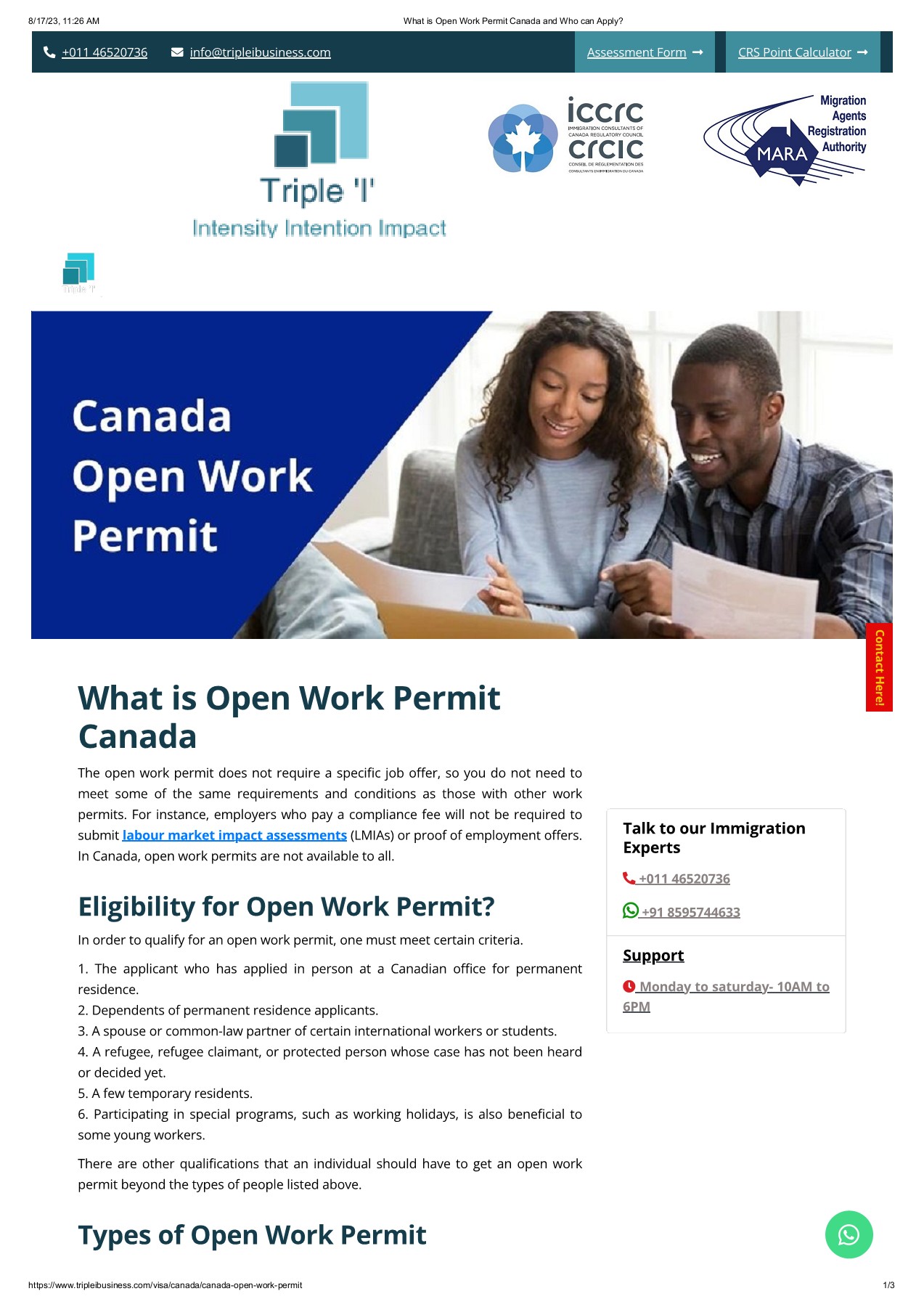 How to Apply for Open Work Permit in Canada - Triple I Business - Page ...