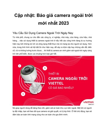 Cập nhật Báo giá camera ngoài trời mới nhất 2023