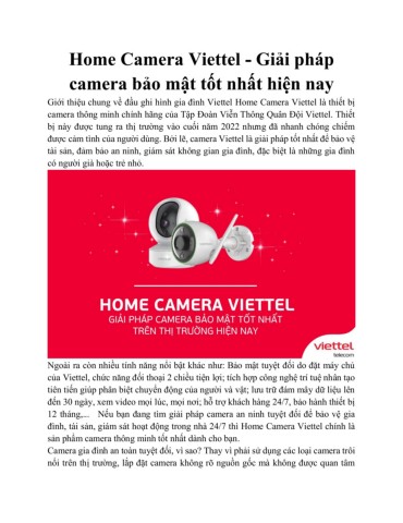 Home Camera Viettel - Giải pháp camera bảo mật tốt nhất hiện nay