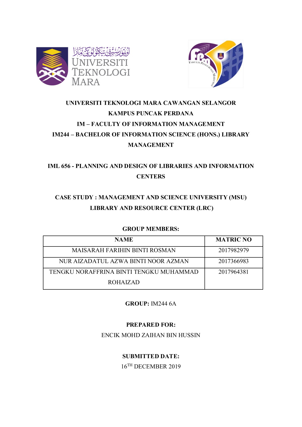 CASE STUDY MSU LRC - Azwa Azman - Muka Surat 1 - 23 | Membalik PDF ...