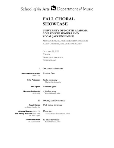 2022 Fall Choral Showcase Program