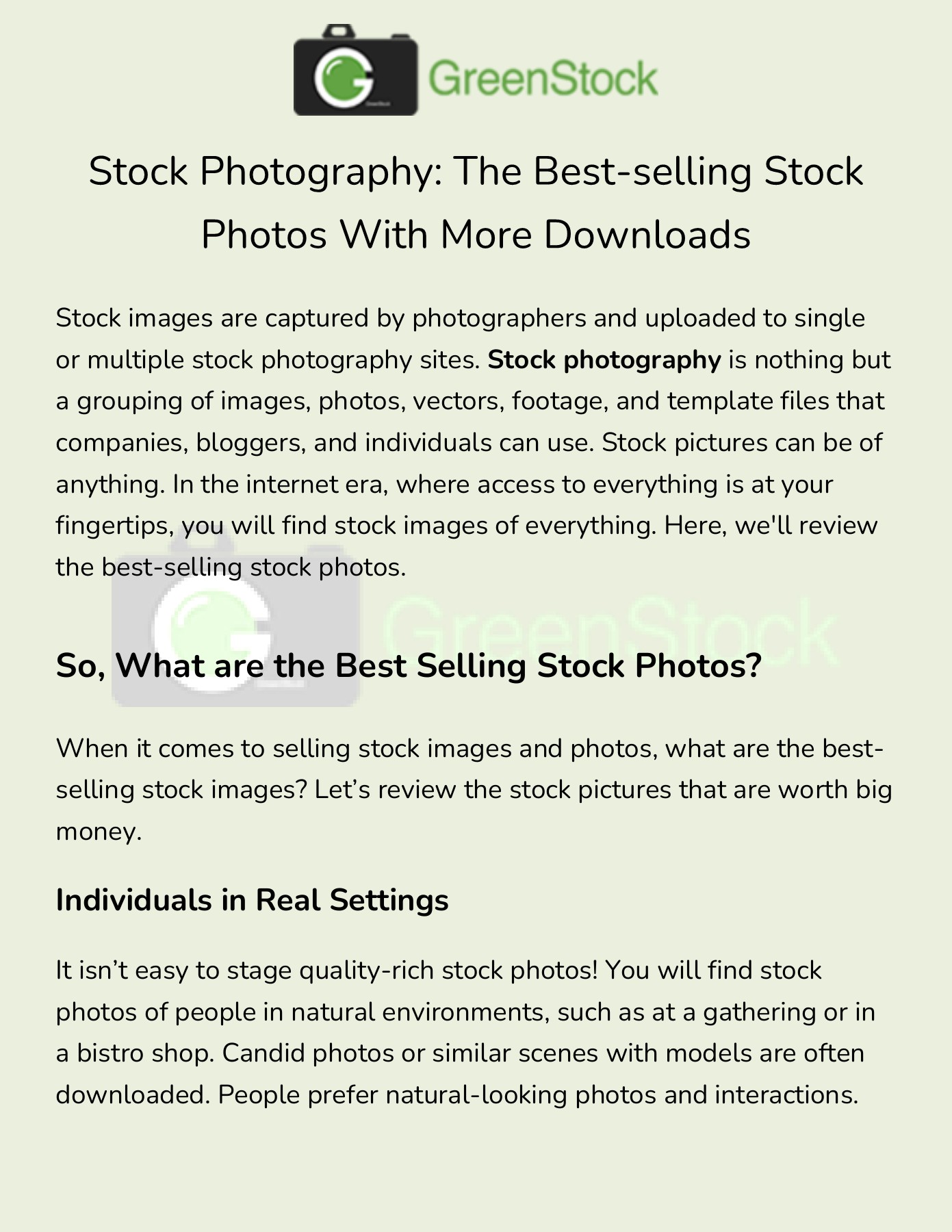 The Best-Selling Stock Photos With More Downloads - GreenStock Pro ...