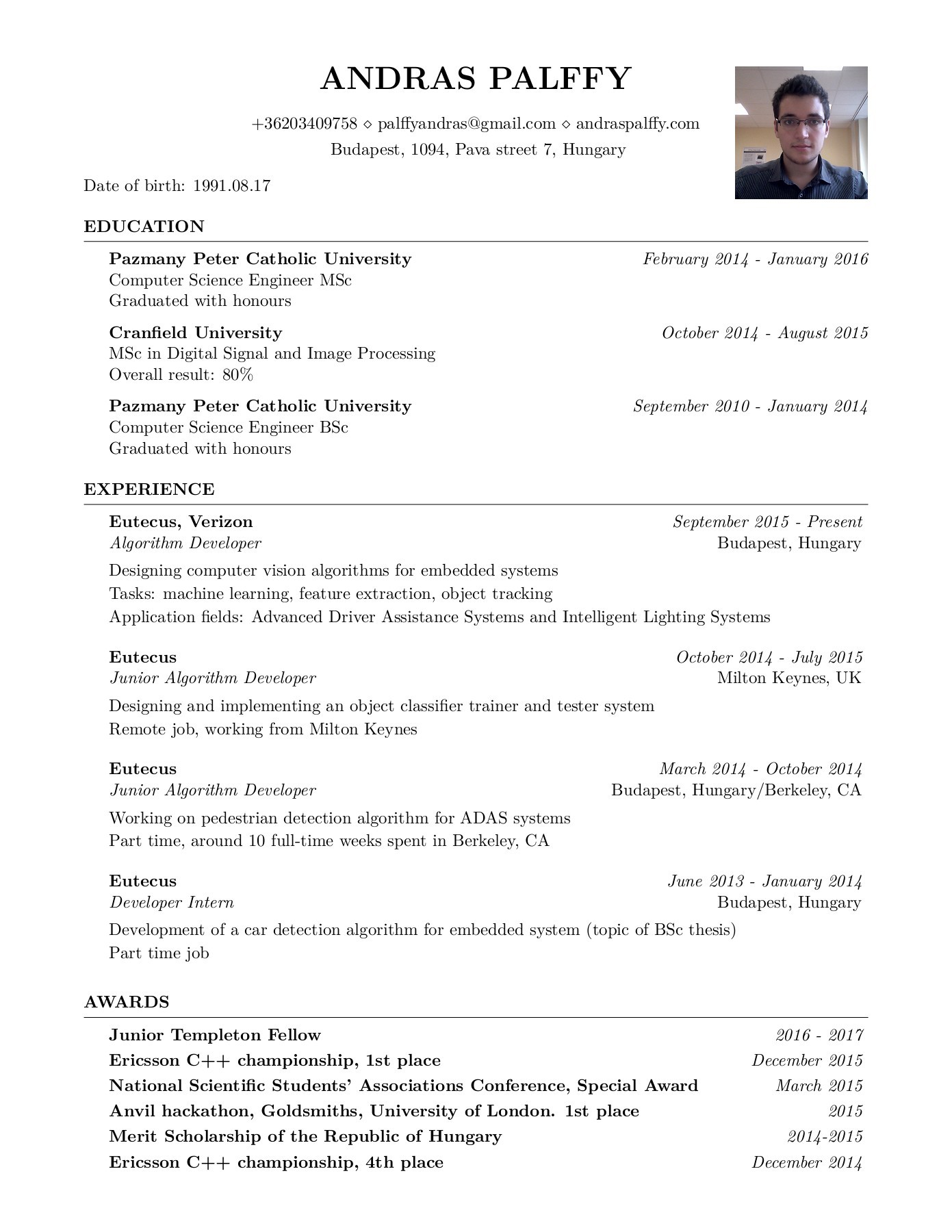 main_cv - palffyandras - Side 1 - 2 | Online PDF | PubHTML5