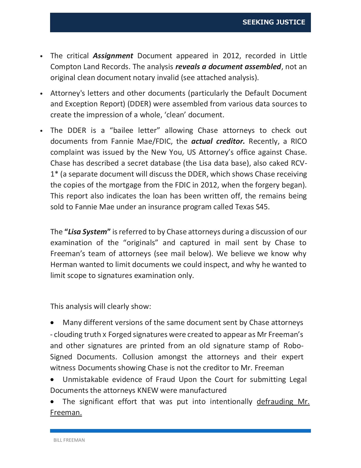 SEEKING JUSTICE - Bill Freeman - LOAN DOCUMENT FORGERY and Accounting ...