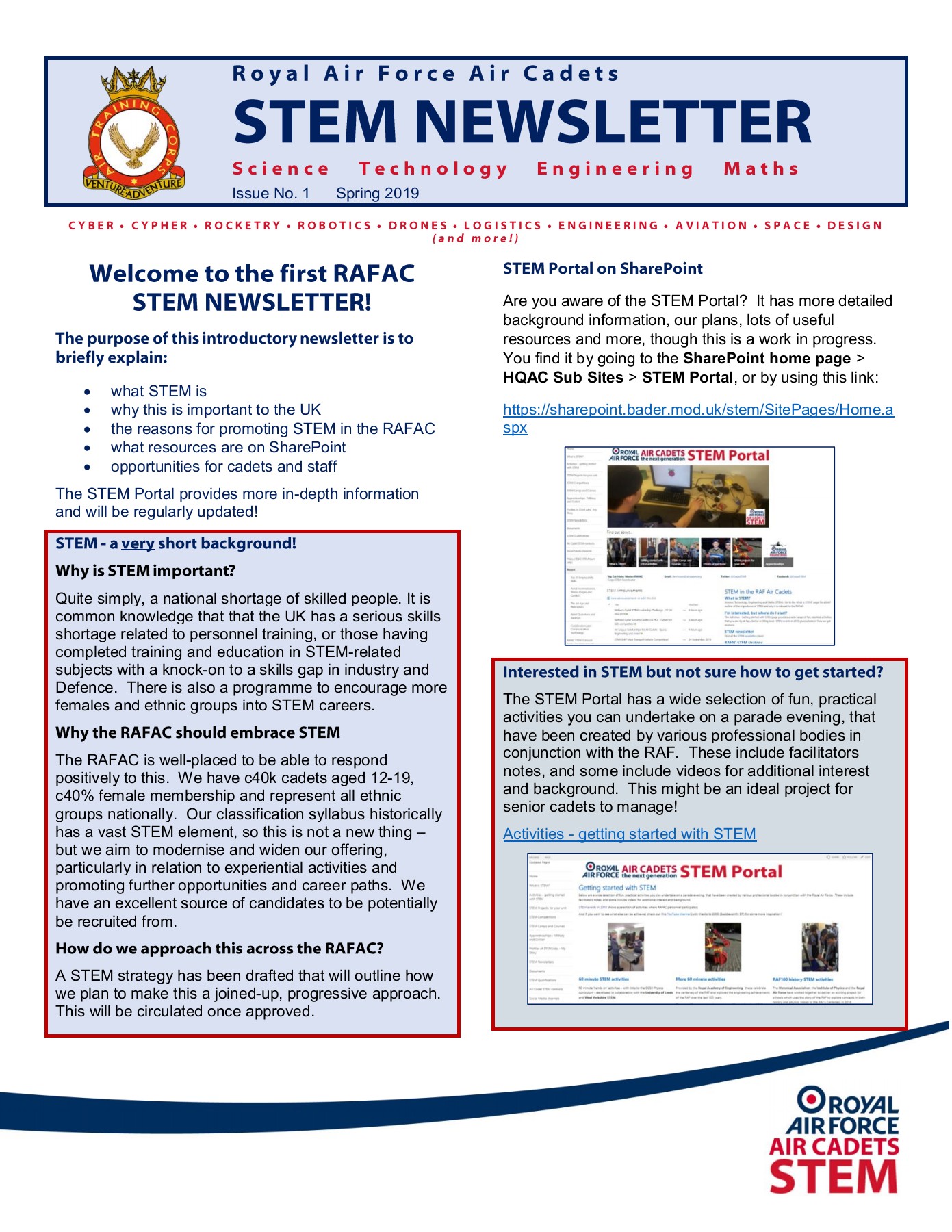 RAFAC - STEM Newsletter 1 - Spring 2019 - Nicky Weston - Page 1 - 2 ...