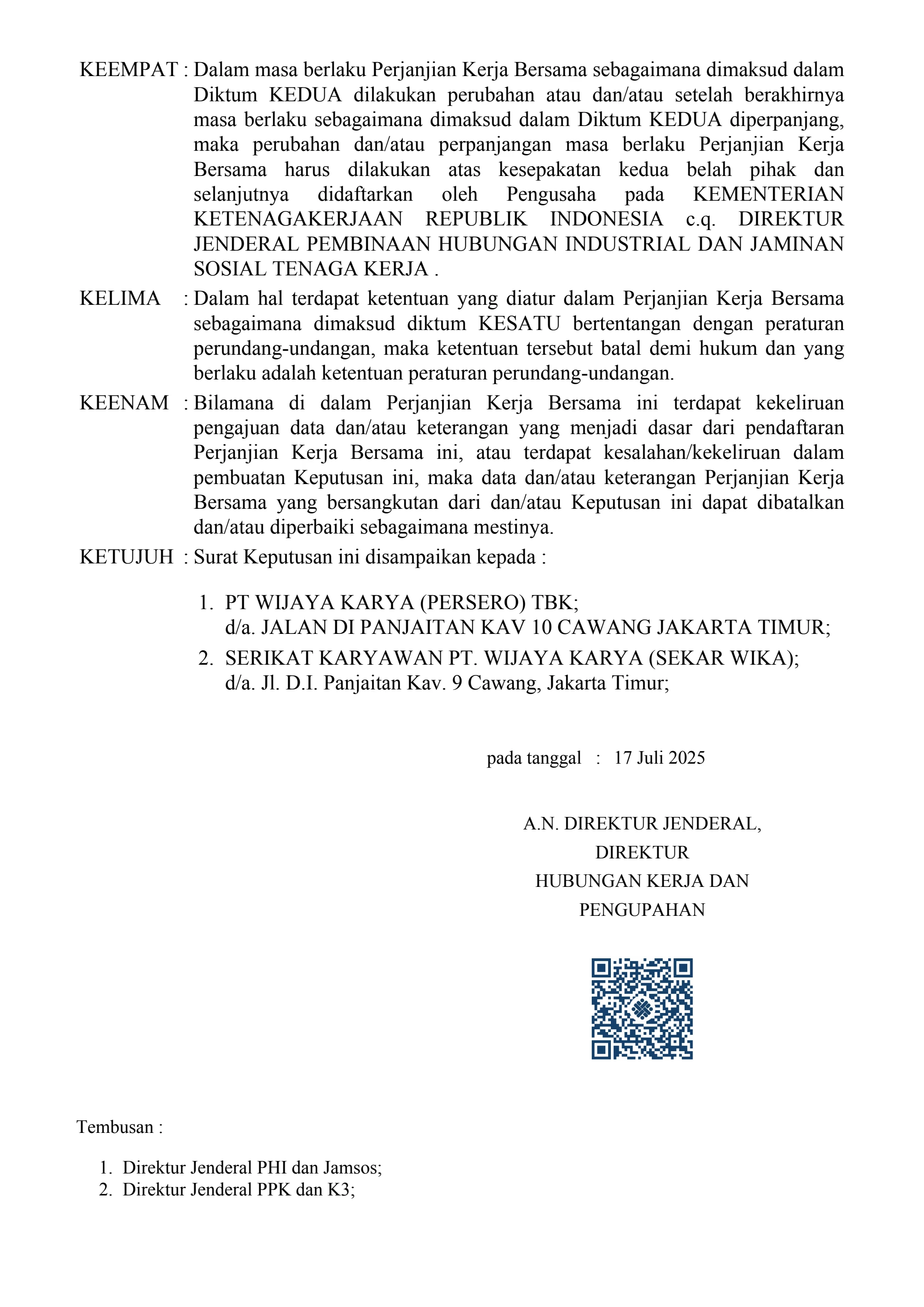 Perjanjian Kerja Bersama PT. Wijaya Karya (Persero) Tbk 2025-2026 - Aria Riszal A. - Kaca 8 ...