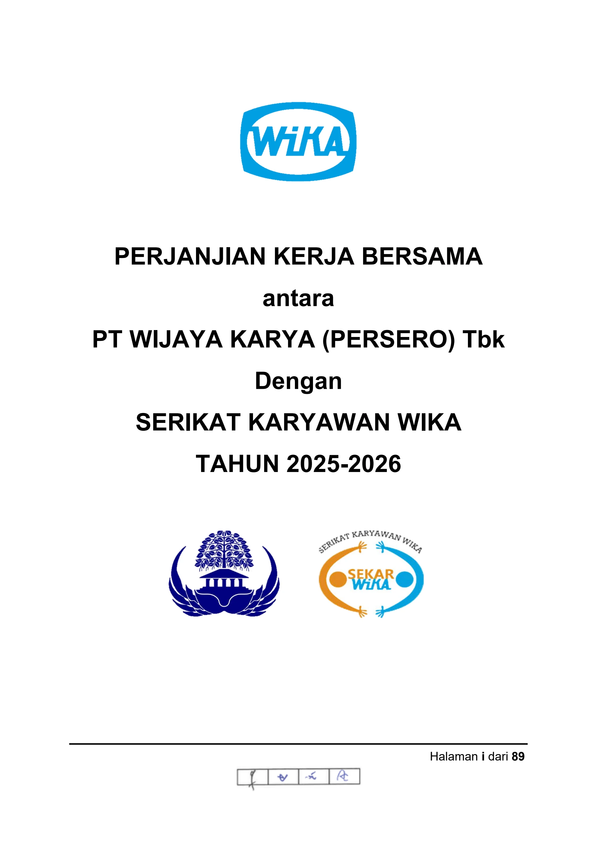 Perjanjian Kerja Bersama PT. Wijaya Karya (Persero) Tbk 2025-2026 ...