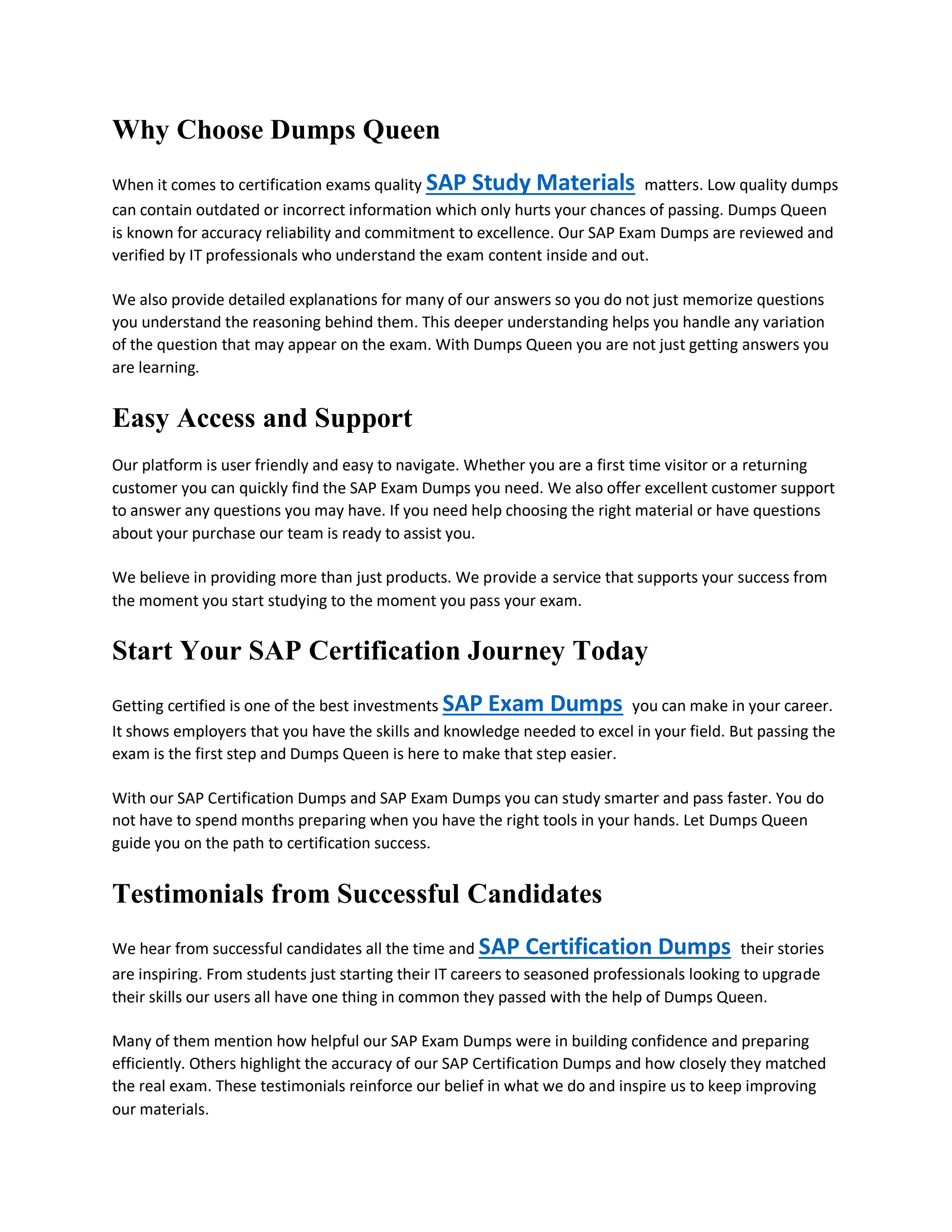 Dumps Queen SAP Study Materials Make Passing Simple - Michele Graham ...
