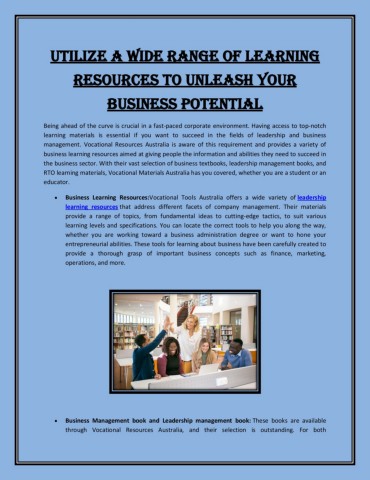 Utilize a Wide Range of Learning Resources to Unleash Your Business ...