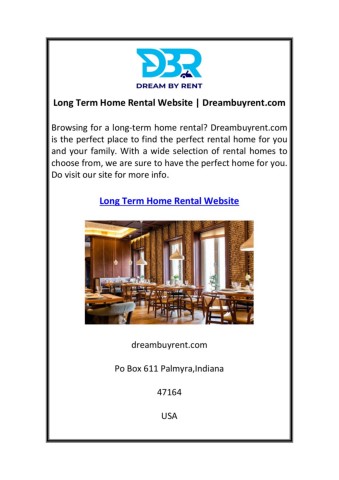 Long Term Home Rental Website Dreambuyrent.com
