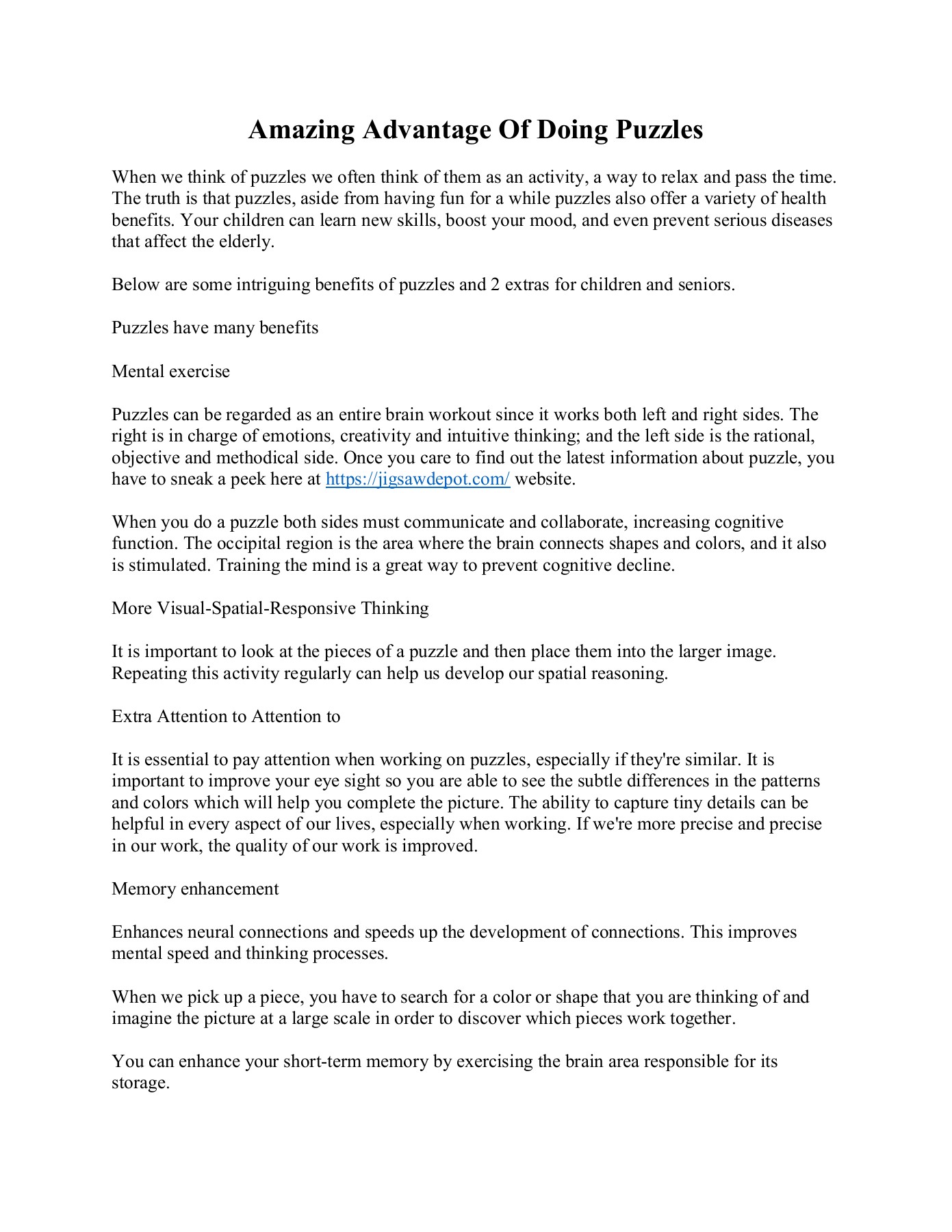 Amazing Advantage Of Doing Puzzles - WilliWilliam - Page 1 - 2 | Flip ...