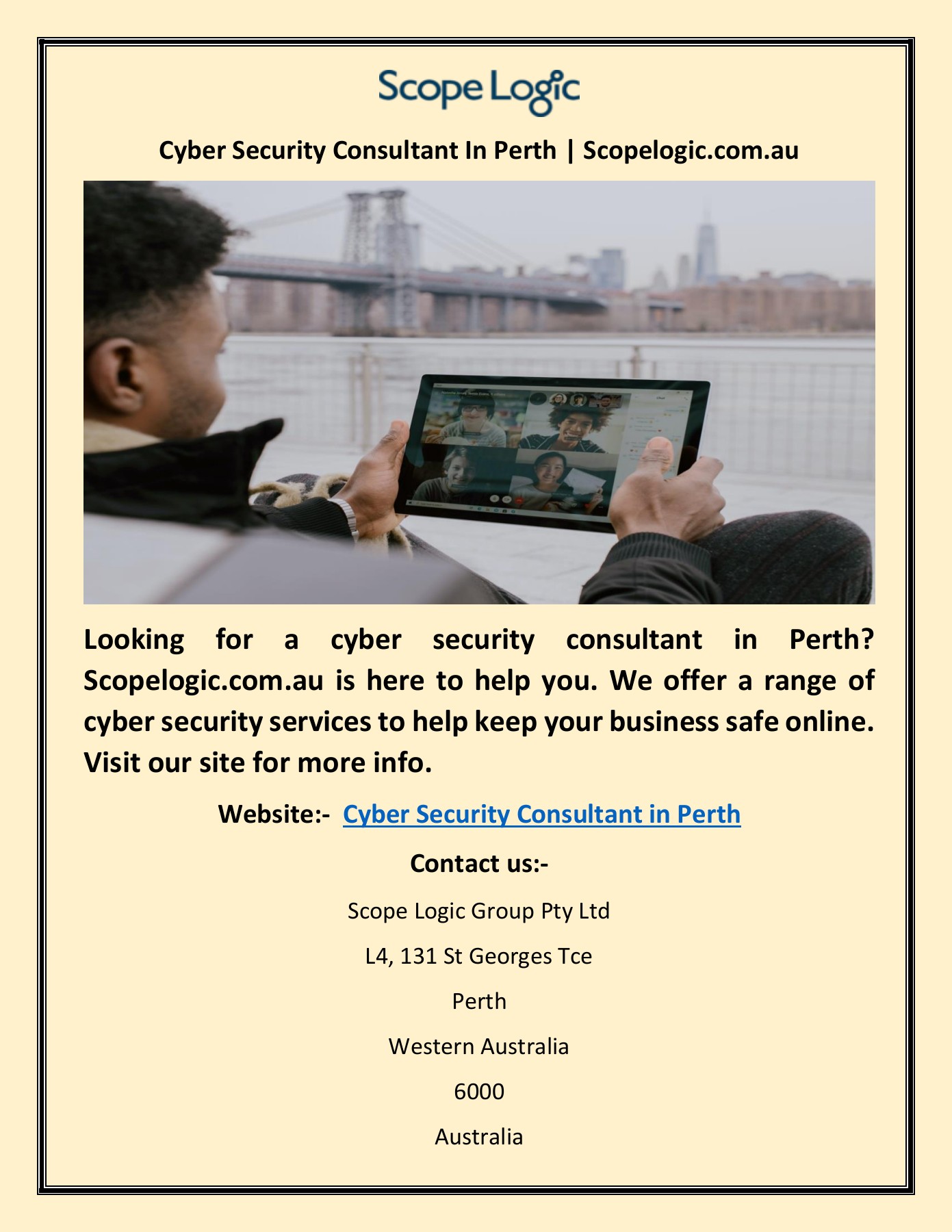 Cyber Security Consultant In Perth | Scopelogic.com.au - Scope Logic Group Pty Ltd - Page 1 - 2 ...