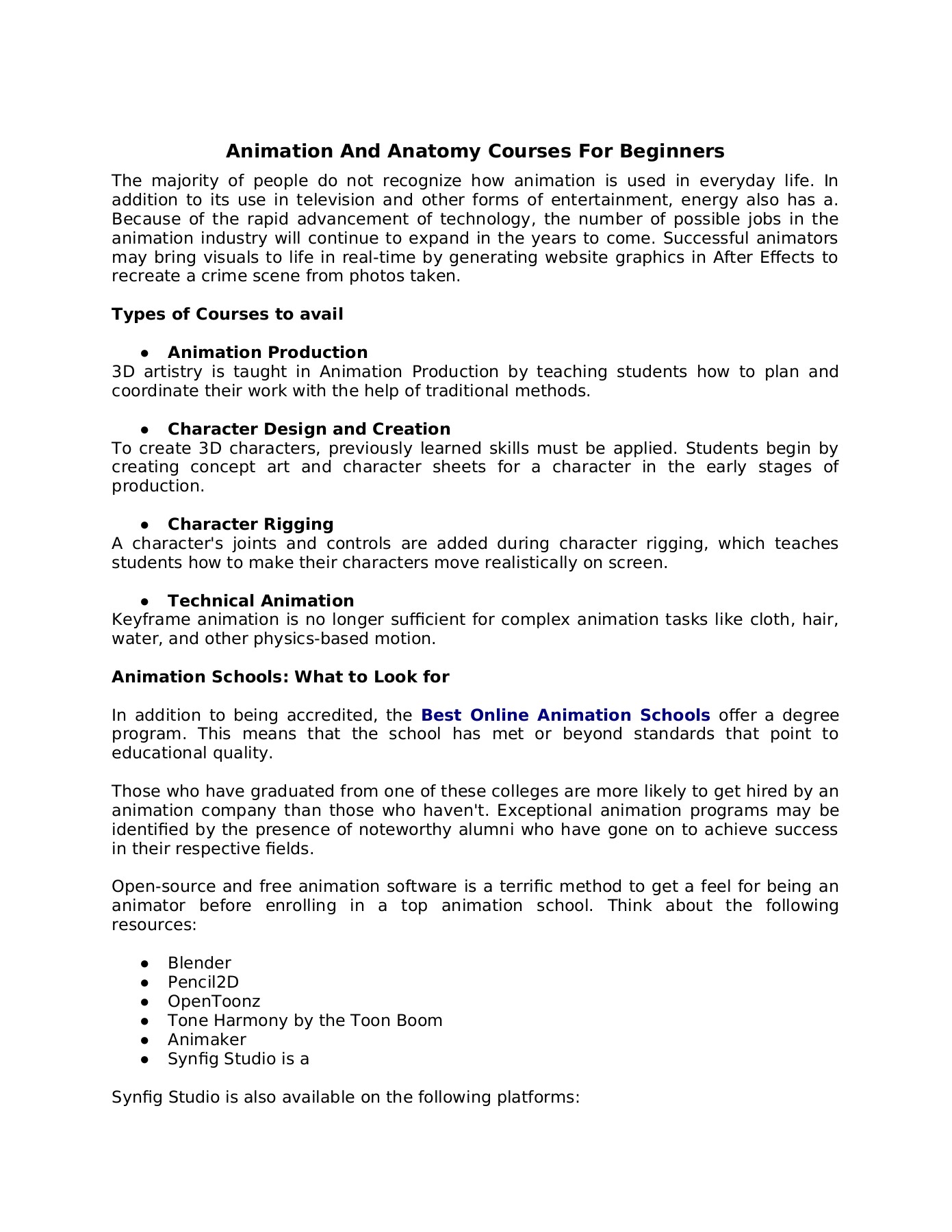 Animation And Anatomy Courses For Beginners - Vertex School - Page 1 ...