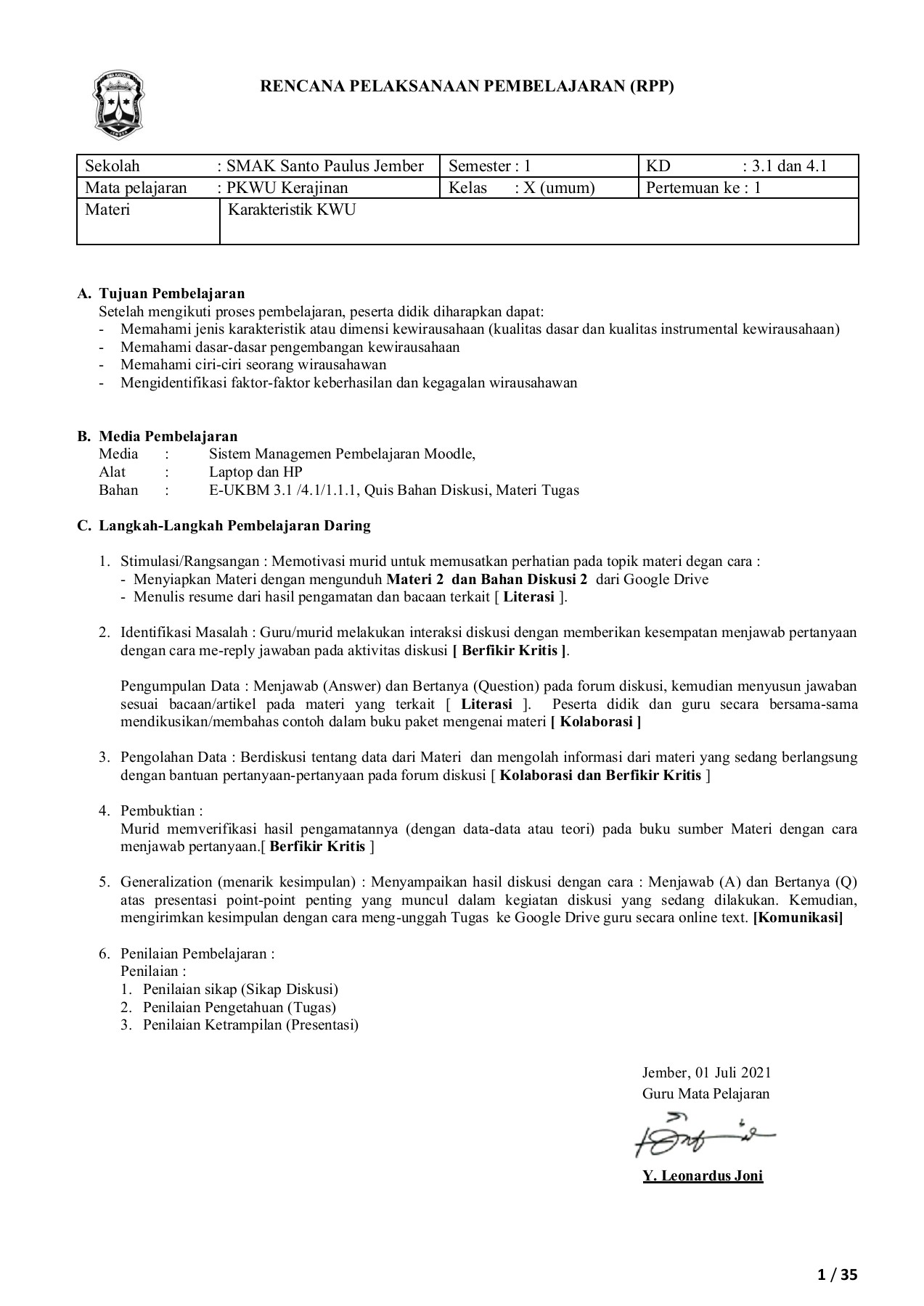 6. RPP KD3.1 sd KD 3.11 th ajar 2021 2022 (1) - p7000ni - Halaman 1 - 35 | PDF Online | PubHTML5