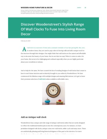 Discover Woodenstreet’s Stylish Range Of Wall Clocks To Fuse Into ...