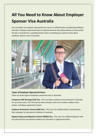 All You Need to Know About Employer Sponsor Visa Australia