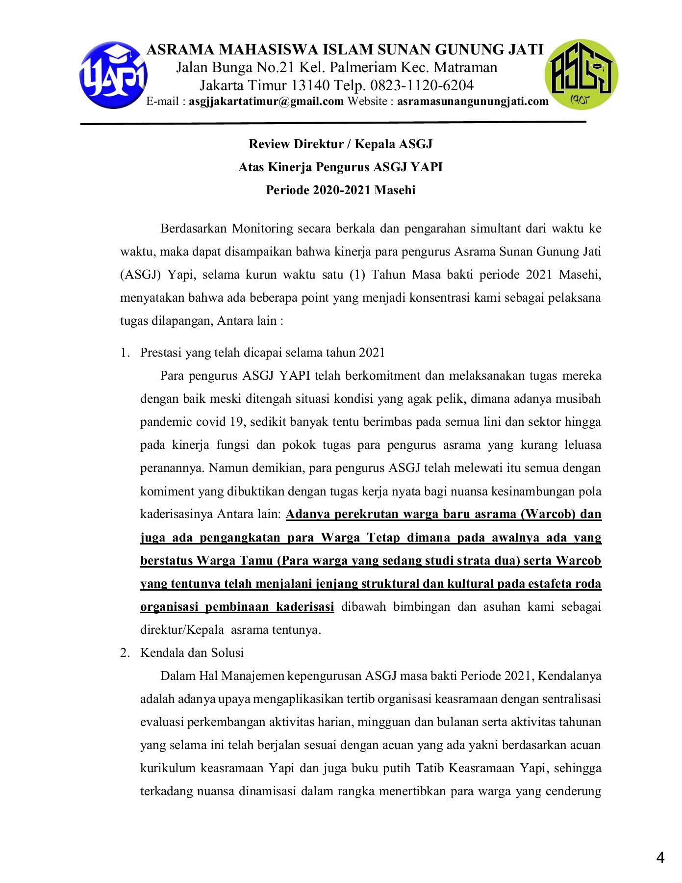 Laporan Pertanggungjawaban Pengurus ASGJ 2021 - Ruhidin Ruhidin ...