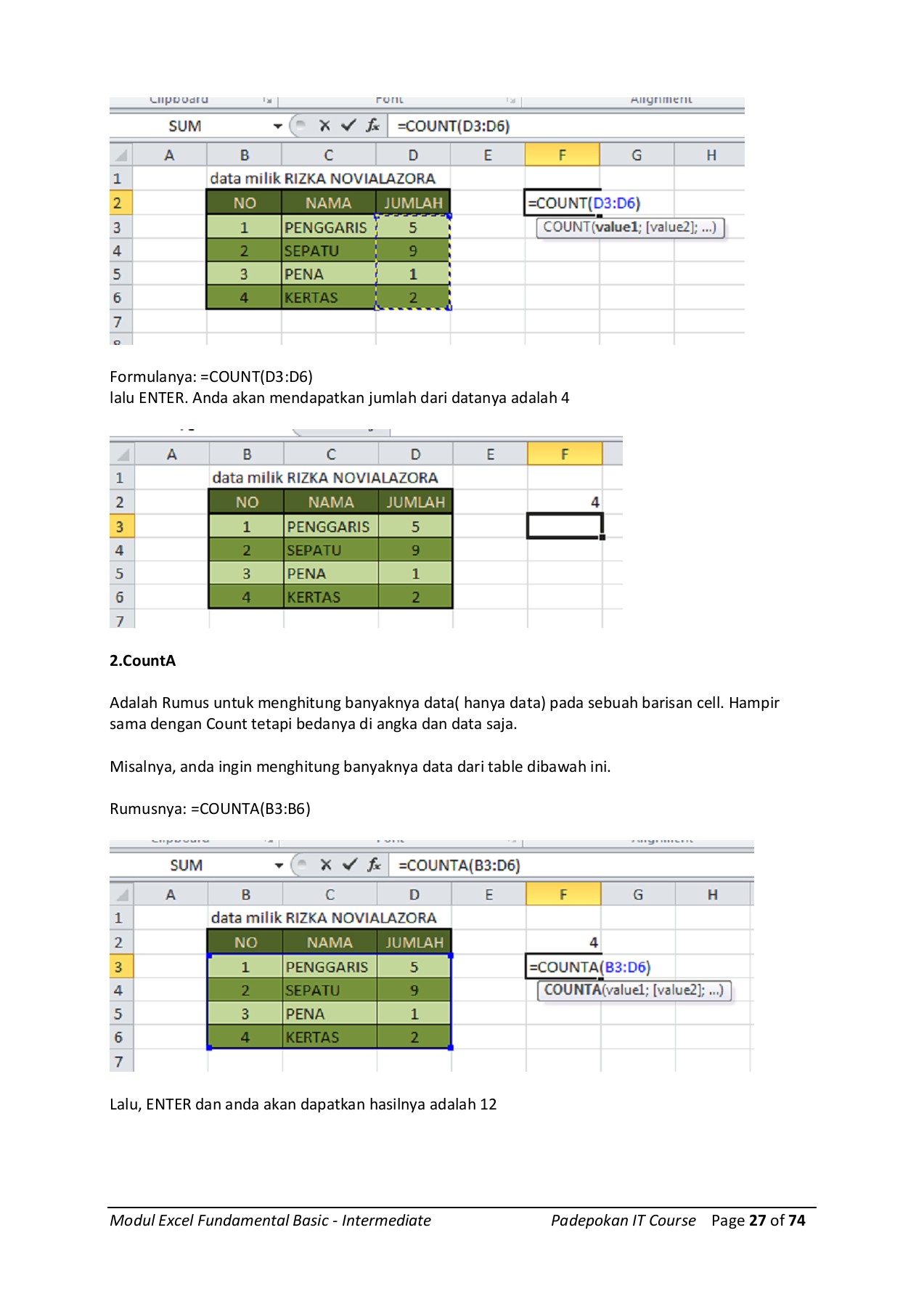 00. Modul - Excel Fundamental Basic - Intermediate (1) - tesardaulah1 ...