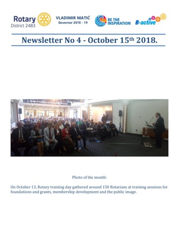 D-2483 DG's Monthly Letter 15 October 2018