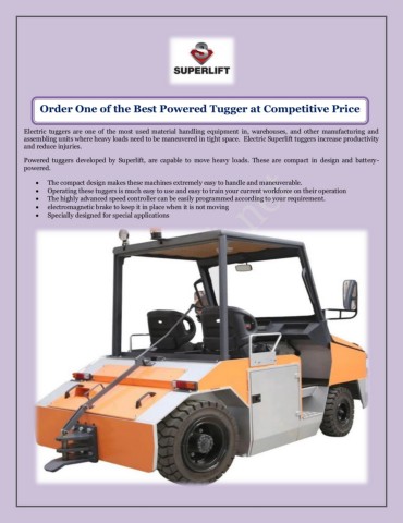 Order One of the Best Powered Tugger at Competitive Price
