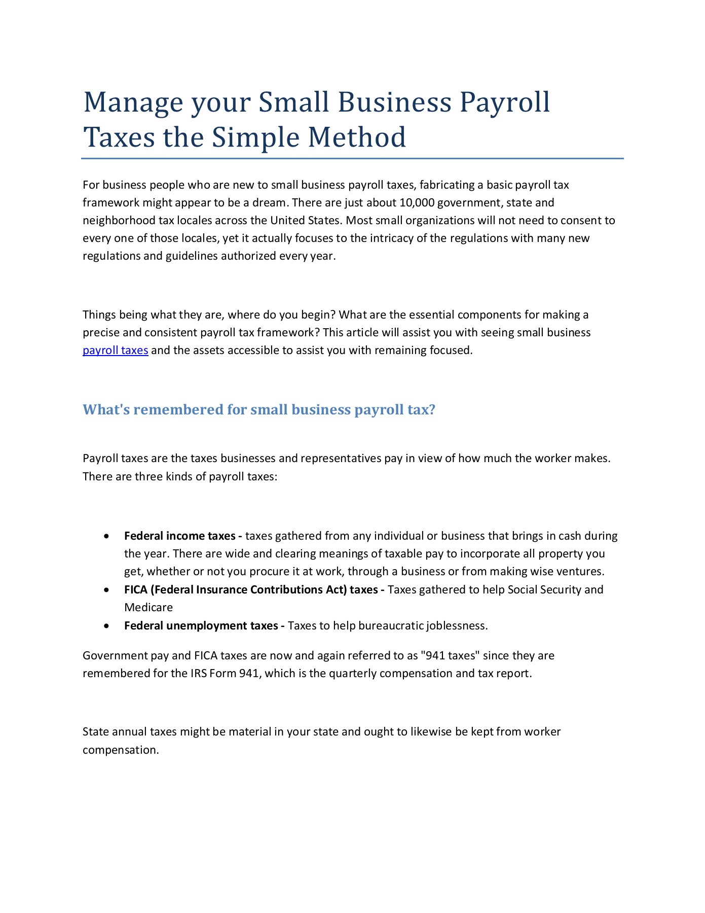 Manage your Small Business Payroll Taxes the Simple Method - Justin ...