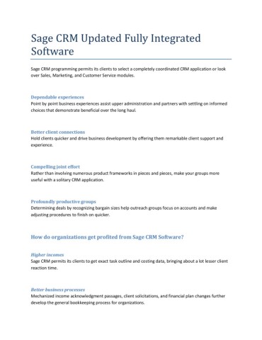 Sage CRM Updated Fully Integrated Software - Justin Tyler - Page 1 - 3 | Flip PDF Online | PubHTML5