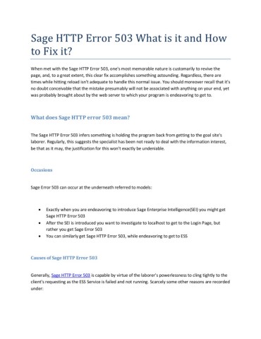 Sage HTTP Error 503 What is it and How to Fix it - Justin Tyler - Page ...