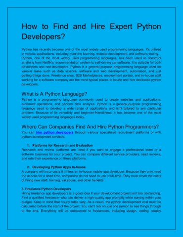 How to Find and Hire Expert Python Developers