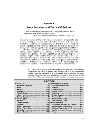 Appendix A Army Branches and Tactical Echelons - ศูนย์สงครามพิเศษ ...