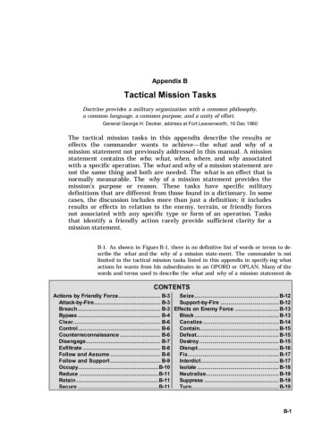 Appendix B Tactical Mission Tasks - ศูนย์สงครามพิเศษ - Page 1 | Flip ...