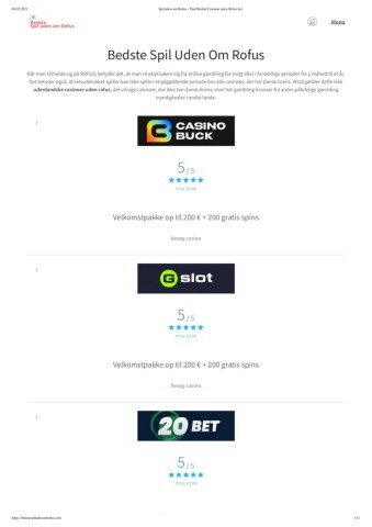Spil uden om Rofus - Find Bedste Casinoer uden Rofus her