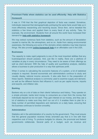 Prominent Fields where statistics can be used efficiently: Help with ...