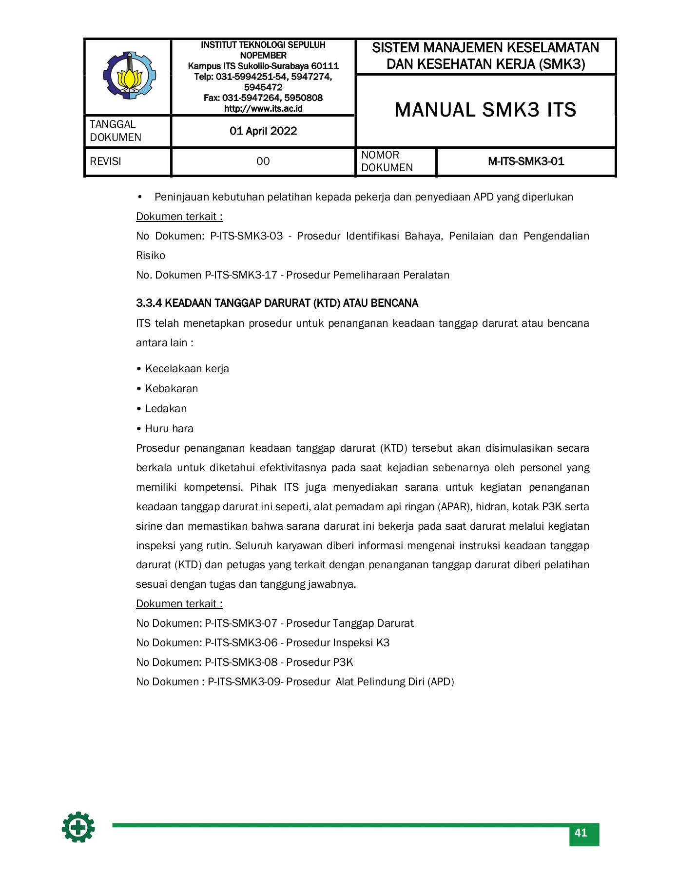 SMK3 ITS 2022 - Nur Hasan - Halaman 60 | PDF Online | PubHTML5