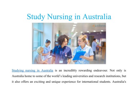 Study Nursing in Australia