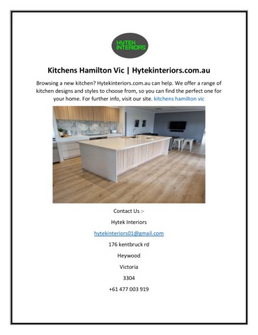 Kitchens Hamilton Vic Hytekinteriors.com.au