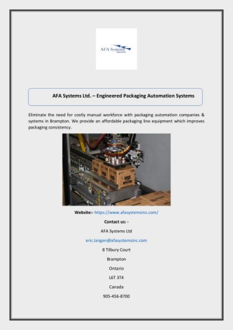 AFA Systems Ltd. – Engineered Packaging Automation Systems - Afa System ...
