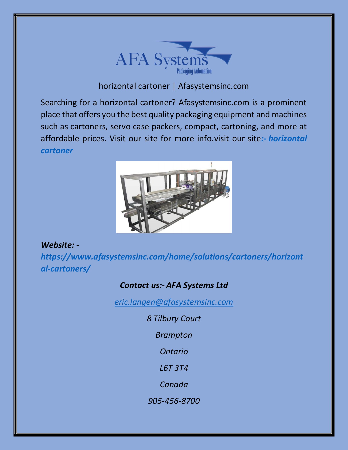 horizontal cartoner Afasystemsinc - Afa System - Page 1 - 2 | Flip PDF ...