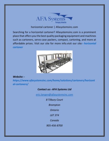 horizontal cartoner Afasystemsinc - Afa System - Page 1 - 2 | Flip PDF Online | PubHTML5