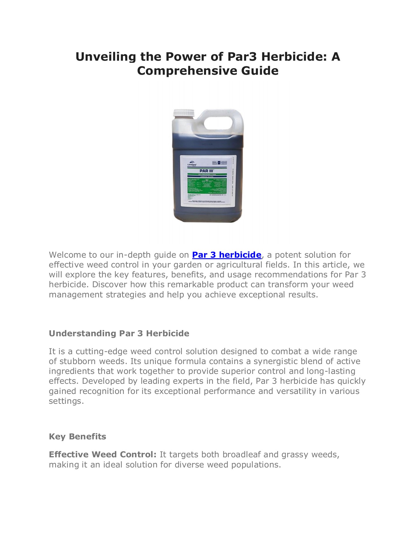 Unveiling the Power of Par3 Herbicide A Comprehensive Guide - Samantha ...