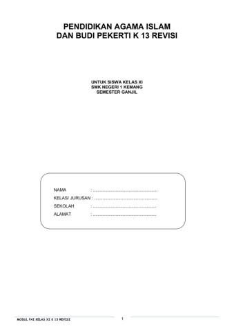 MODUL PAI K 13 KELAS XI 2020 - Nakieb Revolutioner - Halaman 1 - 59 ...
